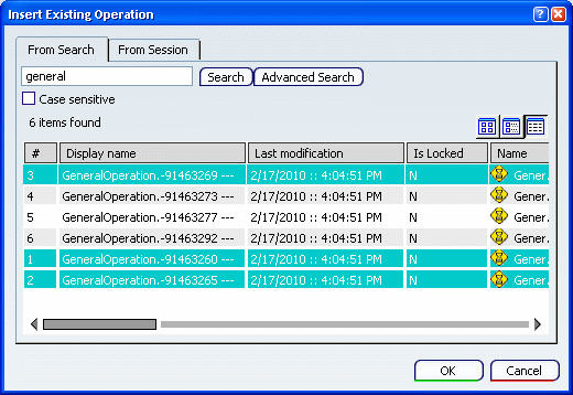 Inserting an Existing Operation